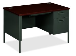 hon honp3251rns metro series classic compact right pedestal desk, in mahogany/charcoal (hp3251r), 48" w x 30" d x 29 1/2" h