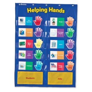 learning resources helping hands pocket chart, 30 card, classroom organization, teacher accessories,teacher supplies for classroom,back to school supplies