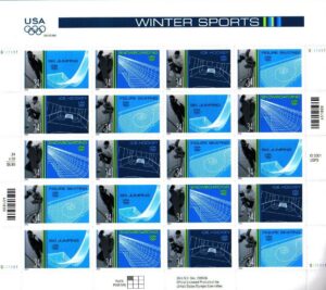 2002 olympic winter sports ~ salt lake city utah~ ski jumping ~ snowboarding ~ ice hockey ~ figure skating #3555a pane of 20 x 34¢ us postage stamps