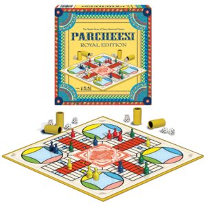 parcheesi royal edition by winning moves games usa, classic family favorite featuring charming artwork, tokens and dice cups for 2-4 players, ages 8+ (6106)