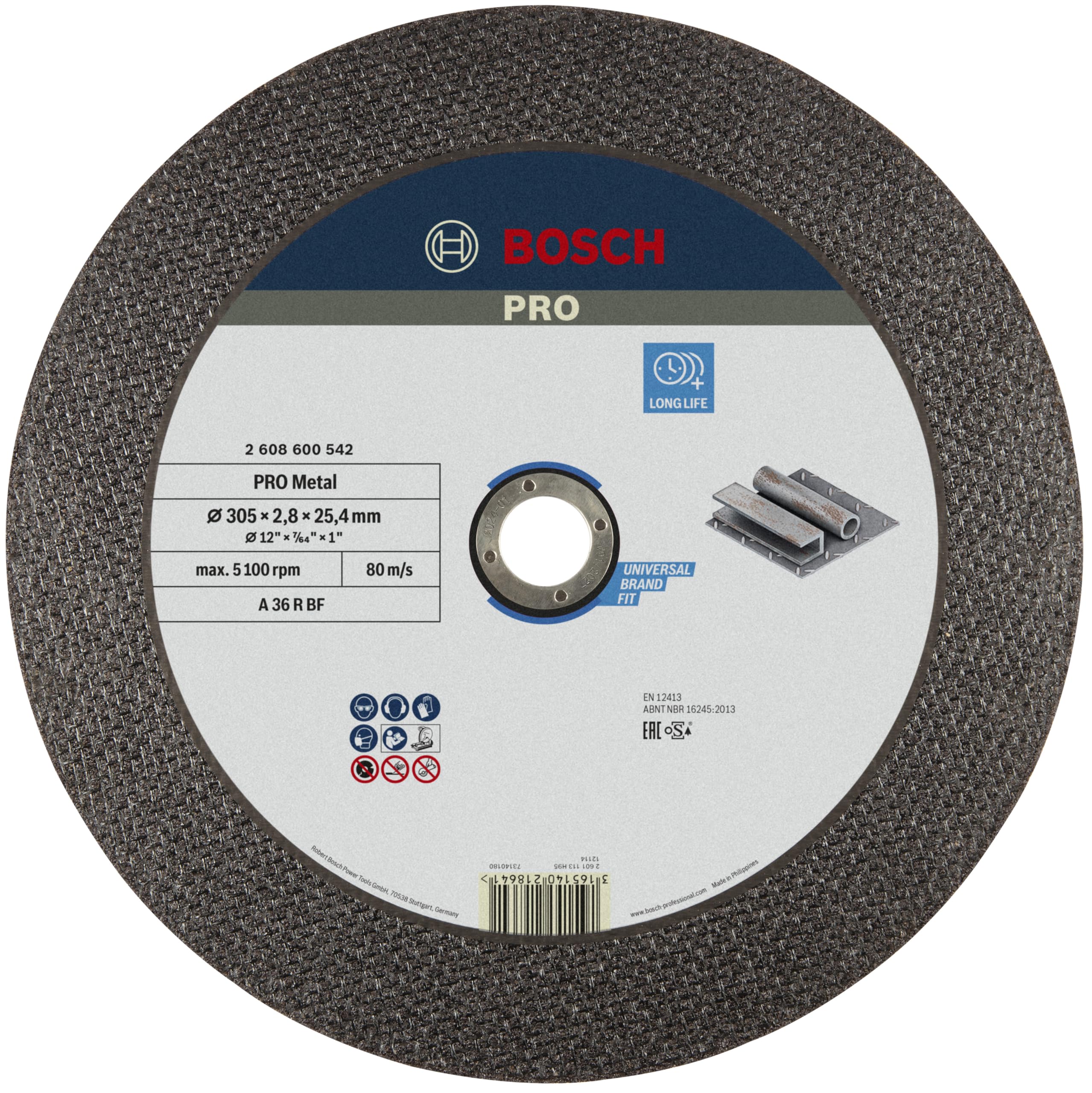 Bosch 2608600542 "Expert" Cutting Disc for Metal, 0 V, Black, 350 x 2.8 x 25.4 mm