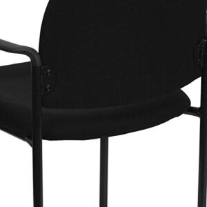 Flash Furniture Tiffany Side Reception Chair with Armrests, Stackable Fabric Waiting Room Chair for Commercial or Residential Use, Black