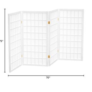 3 ft. Short Window Pane Shoji Screen - White - 4 Panels