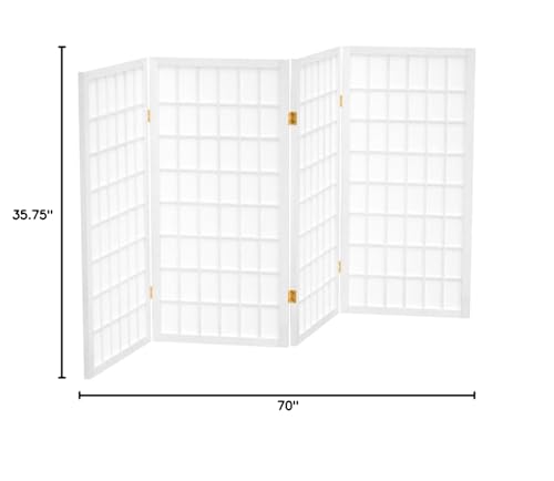 3 ft. Short Window Pane Shoji Screen - White - 4 Panels