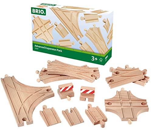 BRIO World 33307 - Advanced Expansion Pack - 11 Piece Set of Wooden Train Tracks for Kids | Train Set Expansion | Fun Learning Toy | Compatible with All Railway Toys | FSC Certified