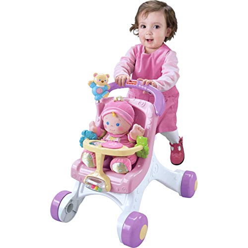 Fisher-Price Brilliant Basics Stroll-Along Walker, Pink