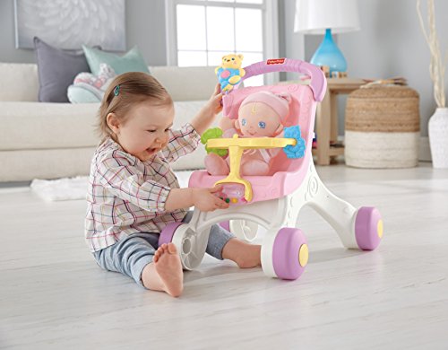 Fisher-Price Brilliant Basics Stroll-Along Walker, Pink