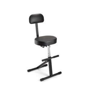 on-stage dt8500 guitar/keyboard throne (seating for keyboards, pianos, synths, organs, and guitars, adjustable height, padded backrest, cushioned seat, built-in footrest, rubber feet, metal, black)