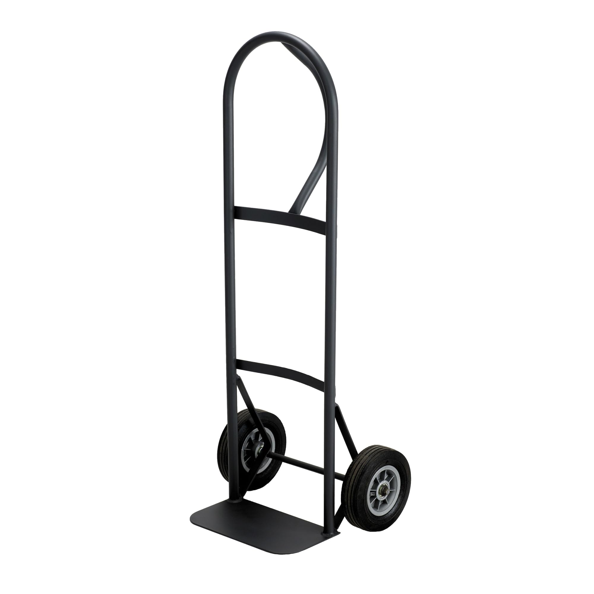 Safco Products Tuff Truck P-Handle Utility Hand Truck, 400 lbs. Capacity, 14"x7" Toe Plate, Black, with Solid Rubber 8" Wheels & Ball Bearings