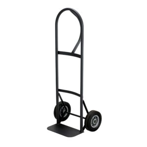 safco products tuff truck p-handle utility hand truck, 400 lbs. capacity, 14"x7" toe plate, black, with solid rubber 8" wheels & ball bearings