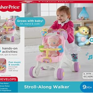 Fisher-Price Brilliant Basics Stroll-Along Walker, Pink