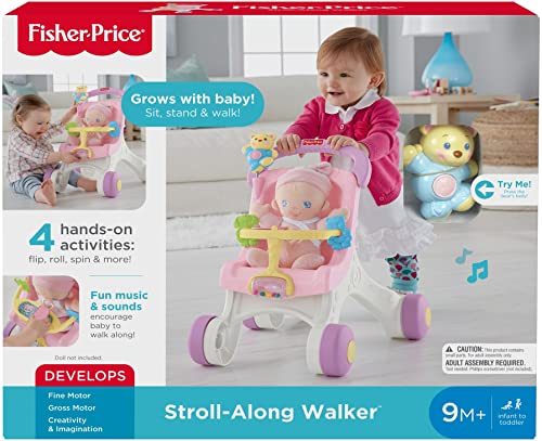 Fisher-Price Brilliant Basics Stroll-Along Walker, Pink