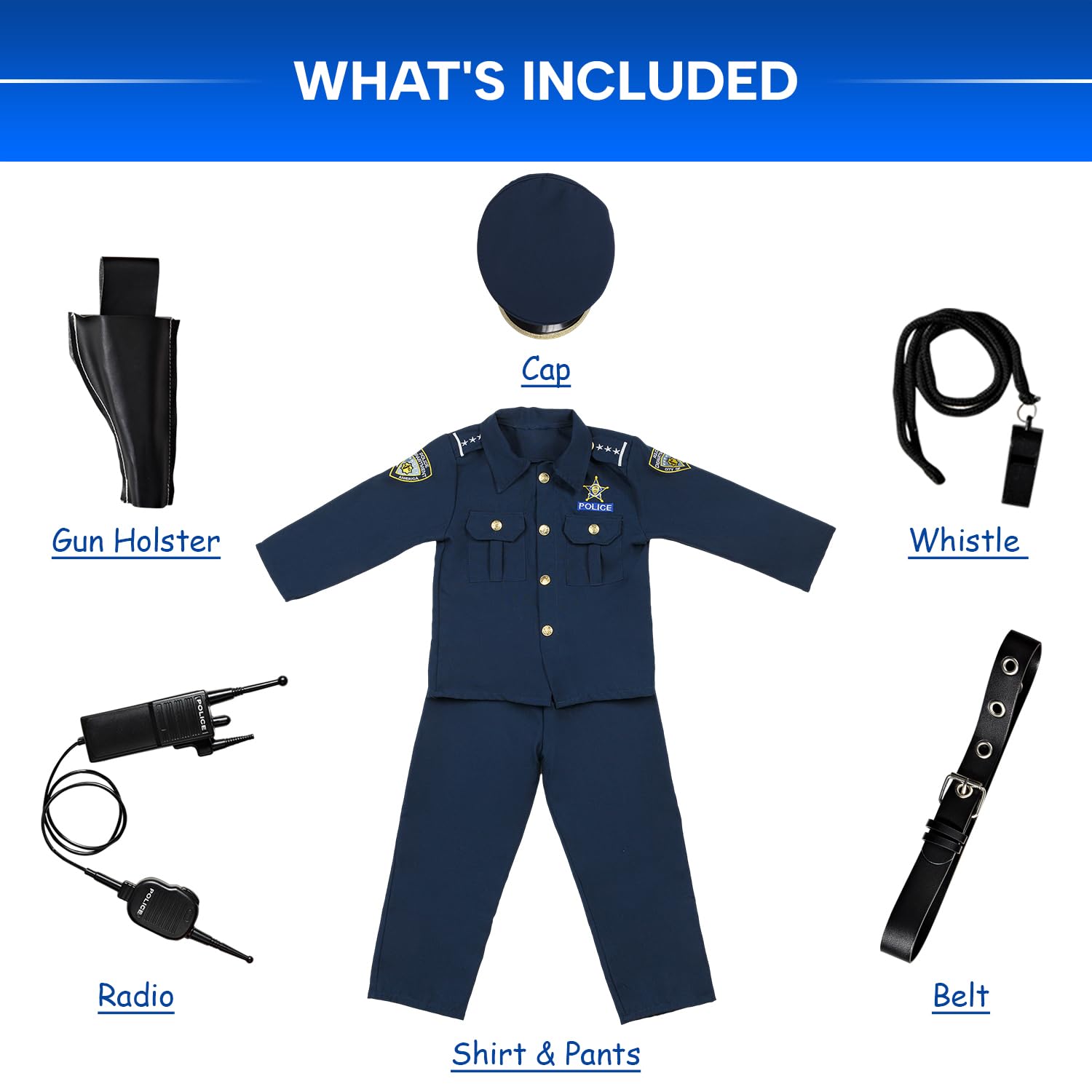 Dress Up America Police Costume for Kids - Police Officer Costume for Boys - Cop Uniform Set With Accessories