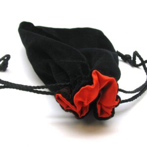 5"X8" Black Velvet Dice Bag with Red Satin Lining