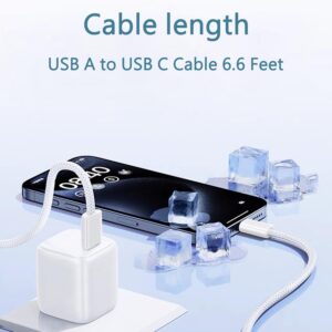 DTOL USB A to USB C Cable (6.6ft White Braided), Fast Charging and Data Transfer Cable, Compatible with Samsung Galaxy Note/S10, LG V30, and More