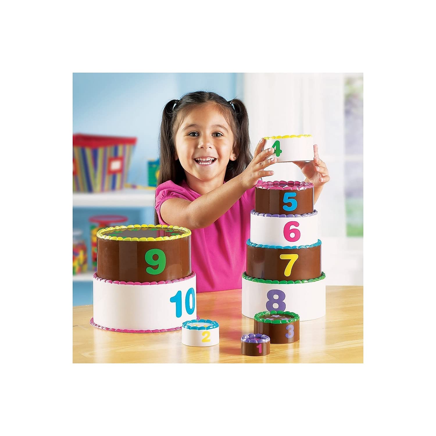 Learning Resources Stack and Count Layer Cake - 10 Pieces, Ages 18+ Months Toddler Learning Toys, Early Stacking and Counting Skills for Toddlers