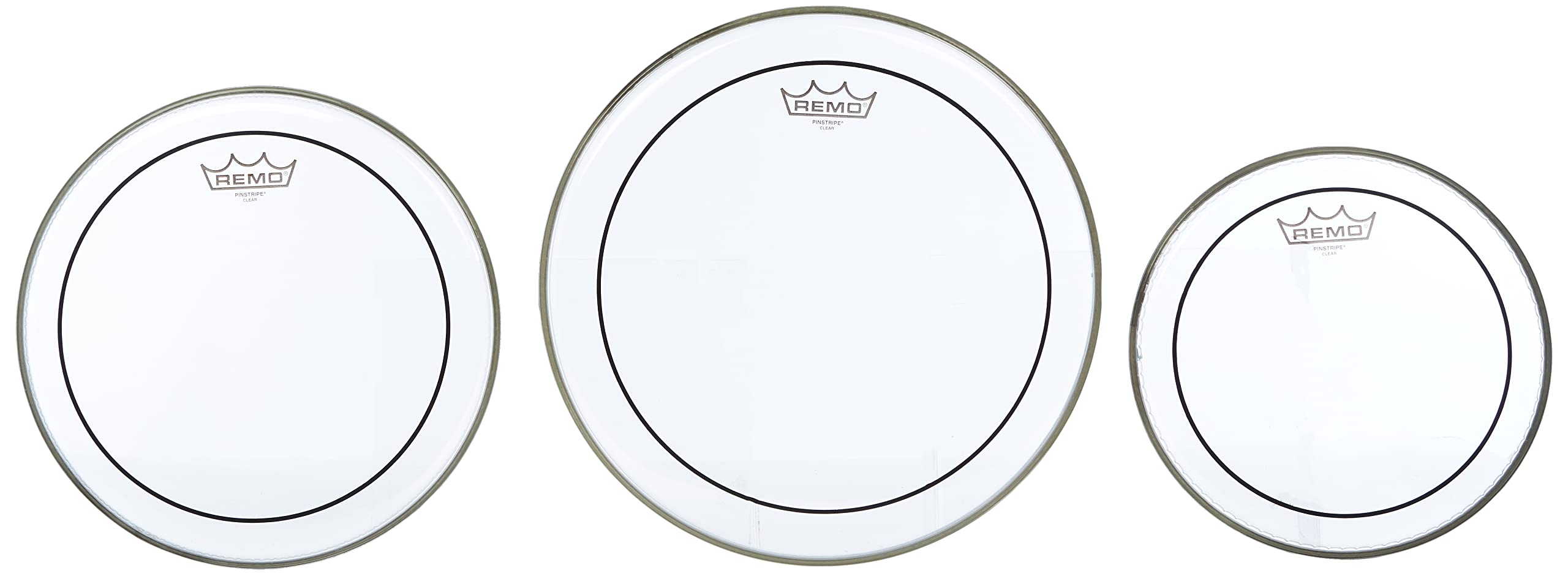 Remo PP-0920-PS Pinstripe Clear Tom Drumhead Pack - 10", 12" & 14"