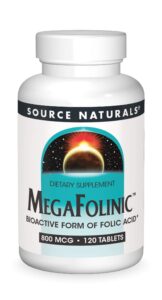 source naturals megafolinic, bioactive form of folic acid, 800 mcg - 120 tablets