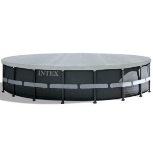 INTEX 28041E Deluxe Pool Cover: for 18ft Round Ultra XTR Pools – Includes Rope Tie – UV-Resistant – 8in Overhang – Snug Fit