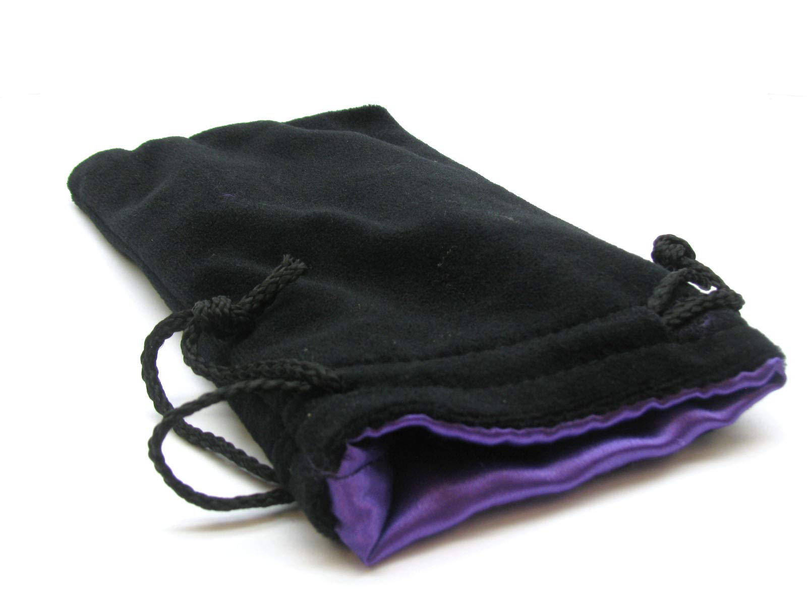 5"X8" Black Velvet Dice Bag with Purple Satin Lining