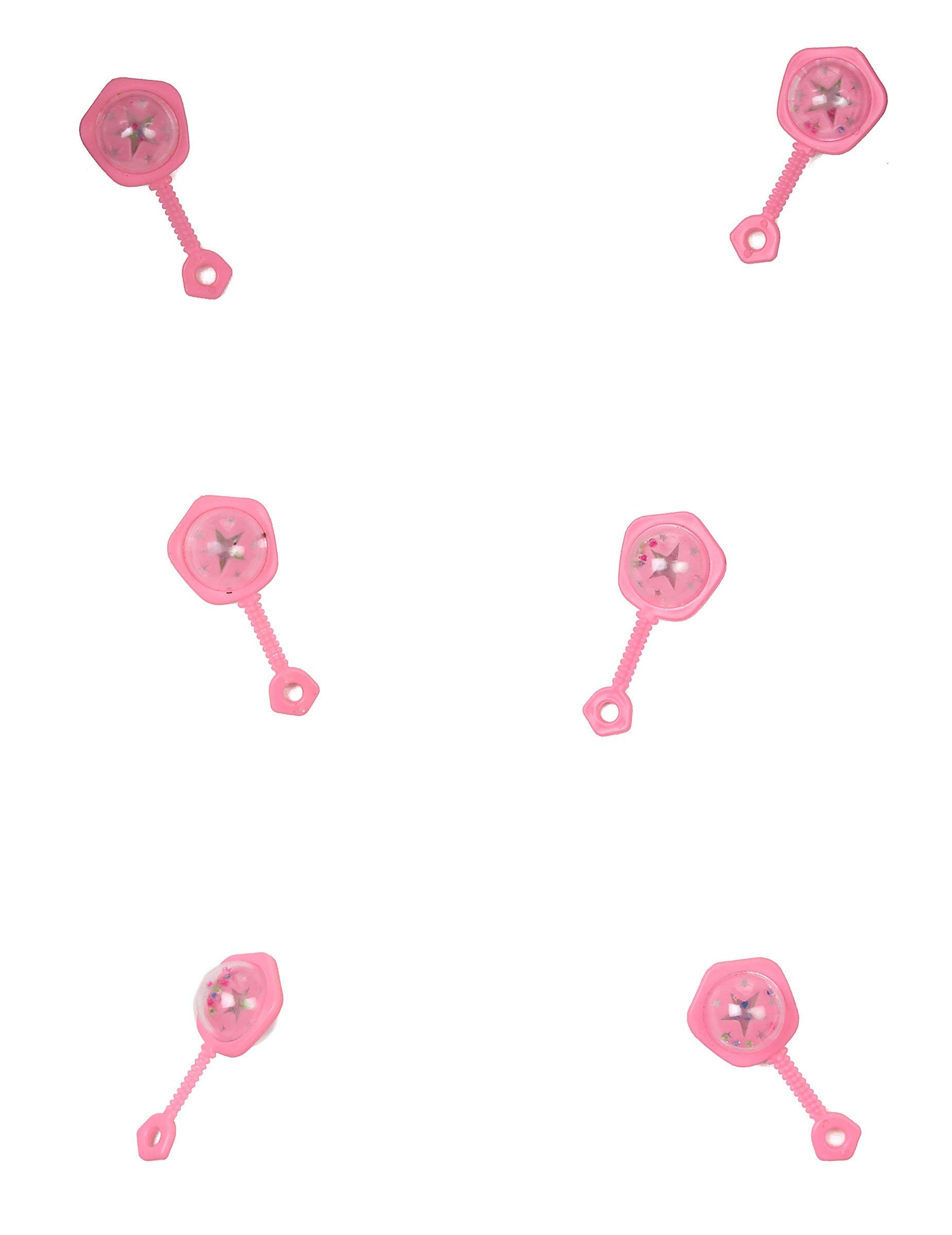 Adorable Pink Baby Rattles (6cm) 6 Count - Party Favors for Baby Showers & Celebrations