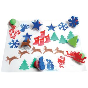 READY 2 LEARN Giant Stampers - Christmas Shapes - Set of 10 - Easy to Hold Foam Stamps for Kids - Arts and Crafts Stamps for Displays, Posters, Signs and DIY Projects