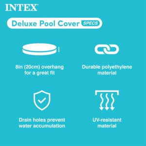 INTEX 28041E Deluxe Pool Cover: for 18ft Round Ultra XTR Pools – Includes Rope Tie – UV-Resistant – 8in Overhang – Snug Fit