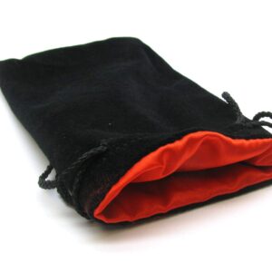 5"X8" Black Velvet Dice Bag with Red Satin Lining