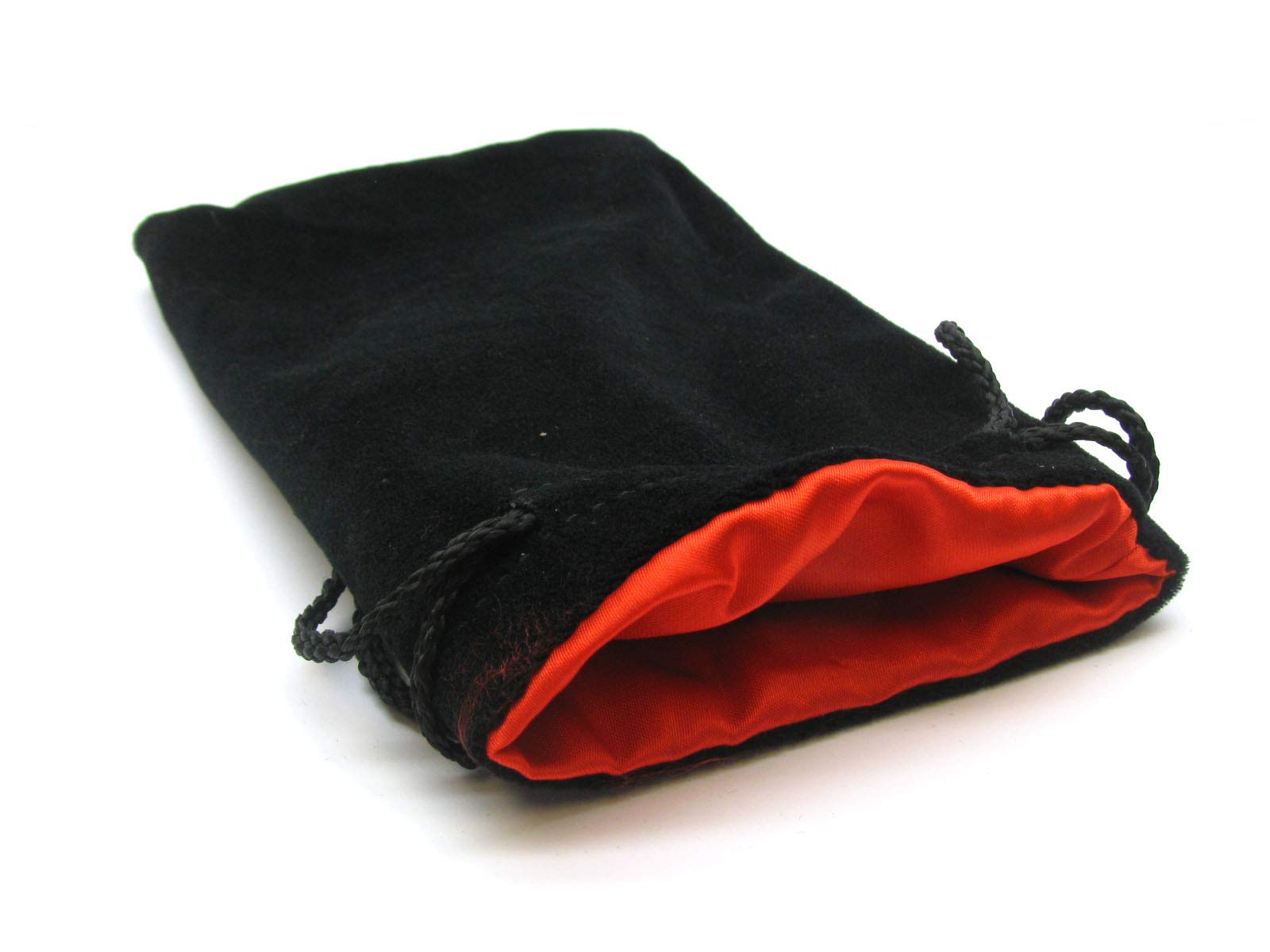 5"X8" Black Velvet Dice Bag with Red Satin Lining