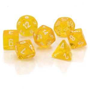 Polyhedral 7-Die Translucent Dice Set - Yellow