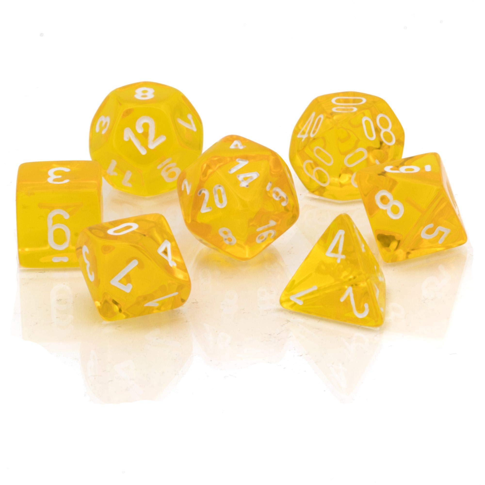 Polyhedral 7-Die Translucent Dice Set - Yellow