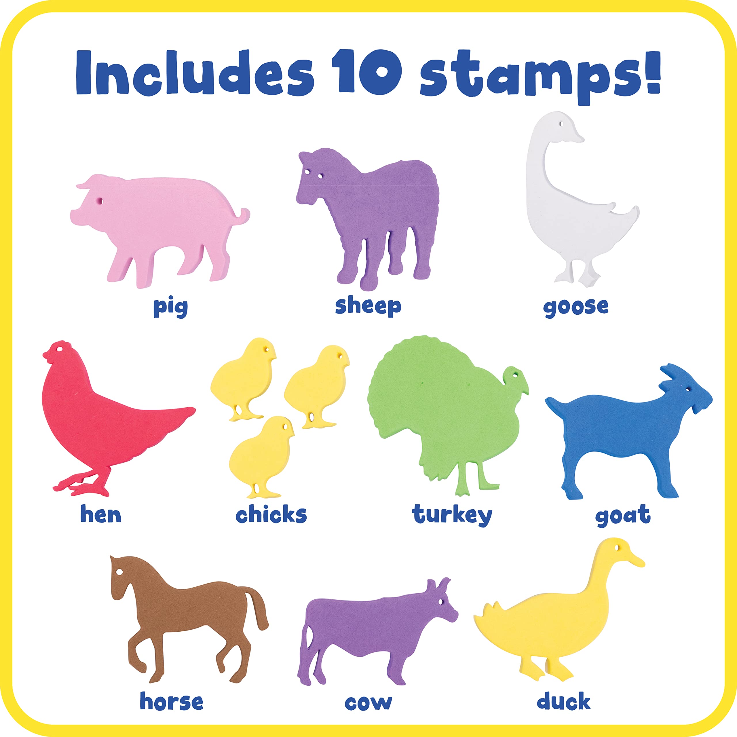 READY 2 LEARN Giant Stampers - Farm Animals - Set of 10 - Easy to Hold Foam Stamps for Kids - Arts and Crafts Stamps for Displays, Posters, Signs and DIY Projects