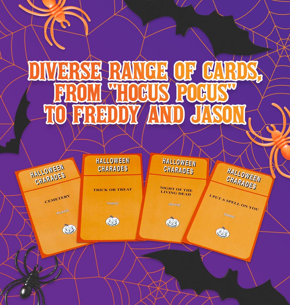 Anton Publications Halloween Charades The Ultimate Halloween Party Game for Adults, Friends, and Family - Spooky Fun with Halloween Movie Characters and TV Shows References