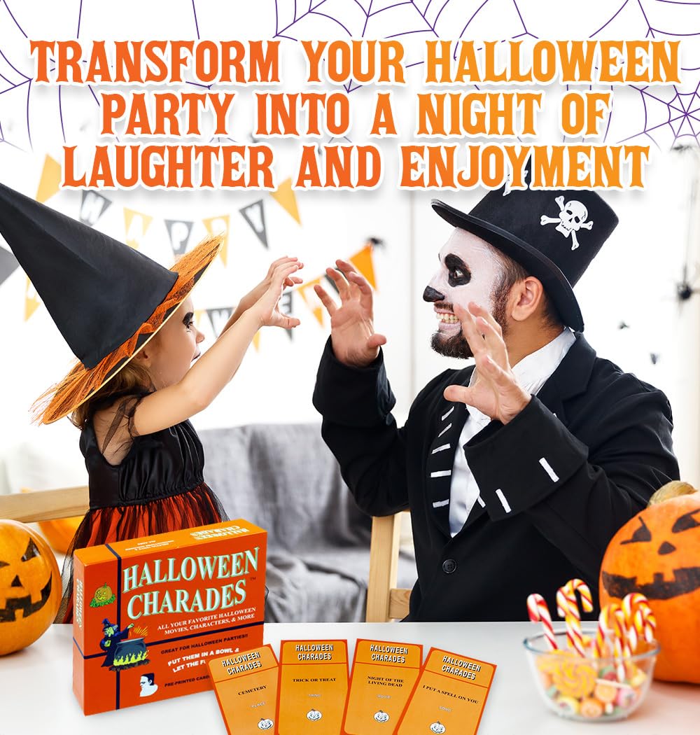 Anton Publications Halloween Charades The Ultimate Halloween Party Game for Adults, Friends, and Family - Spooky Fun with Halloween Movie Characters and TV Shows References