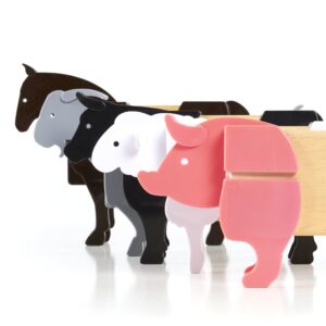 Guidecraft Block Mates - Farm Themed Block Unit 20 pieces (Pig, Horse, Cow, Goat and Sheep) Learning & Educational Toy for Kids