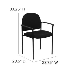 Flash Furniture Tiffany Side Reception Chair with Armrests, Stackable Fabric Waiting Room Chair for Commercial or Residential Use, Black