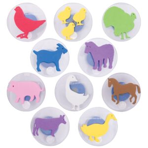 ready 2 learn giant stampers - farm animals - set of 10 - easy to hold foam stamps for kids - arts and crafts stamps for displays, posters, signs and diy projects