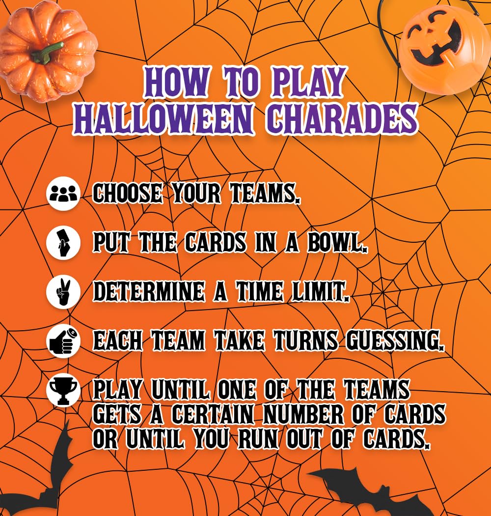 Anton Publications Halloween Charades The Ultimate Halloween Party Game for Adults, Friends, and Family - Spooky Fun with Halloween Movie Characters and TV Shows References