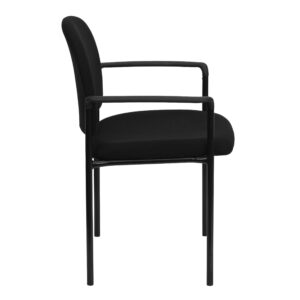 Flash Furniture Tiffany Side Reception Chair with Armrests, Stackable Fabric Waiting Room Chair for Commercial or Residential Use, Black