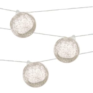 allsop home and garden 29506 aurora glow handblown glass solar string lights, (6) hand-blown artisan globes with copper hanging hooks, weather-resistant for year-round outdoor use, (clear with white led)