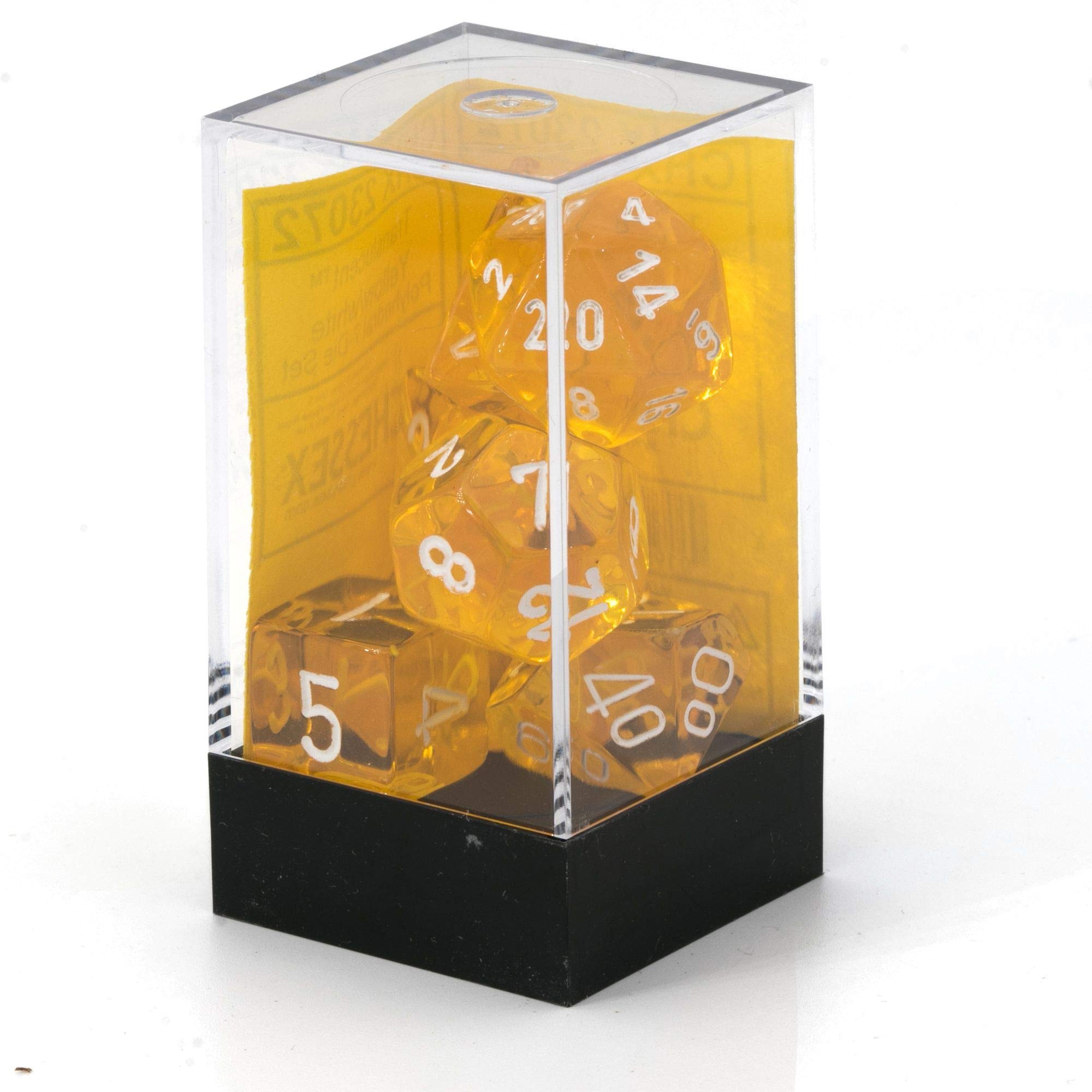 Polyhedral 7-Die Translucent Dice Set - Yellow