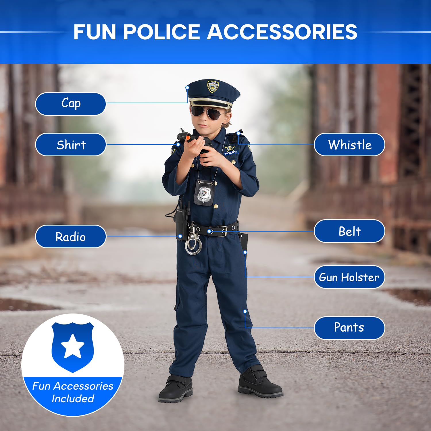 Dress Up America Police Costume for Kids - Police Officer Costume for Boys - Cop Uniform Set With Accessories