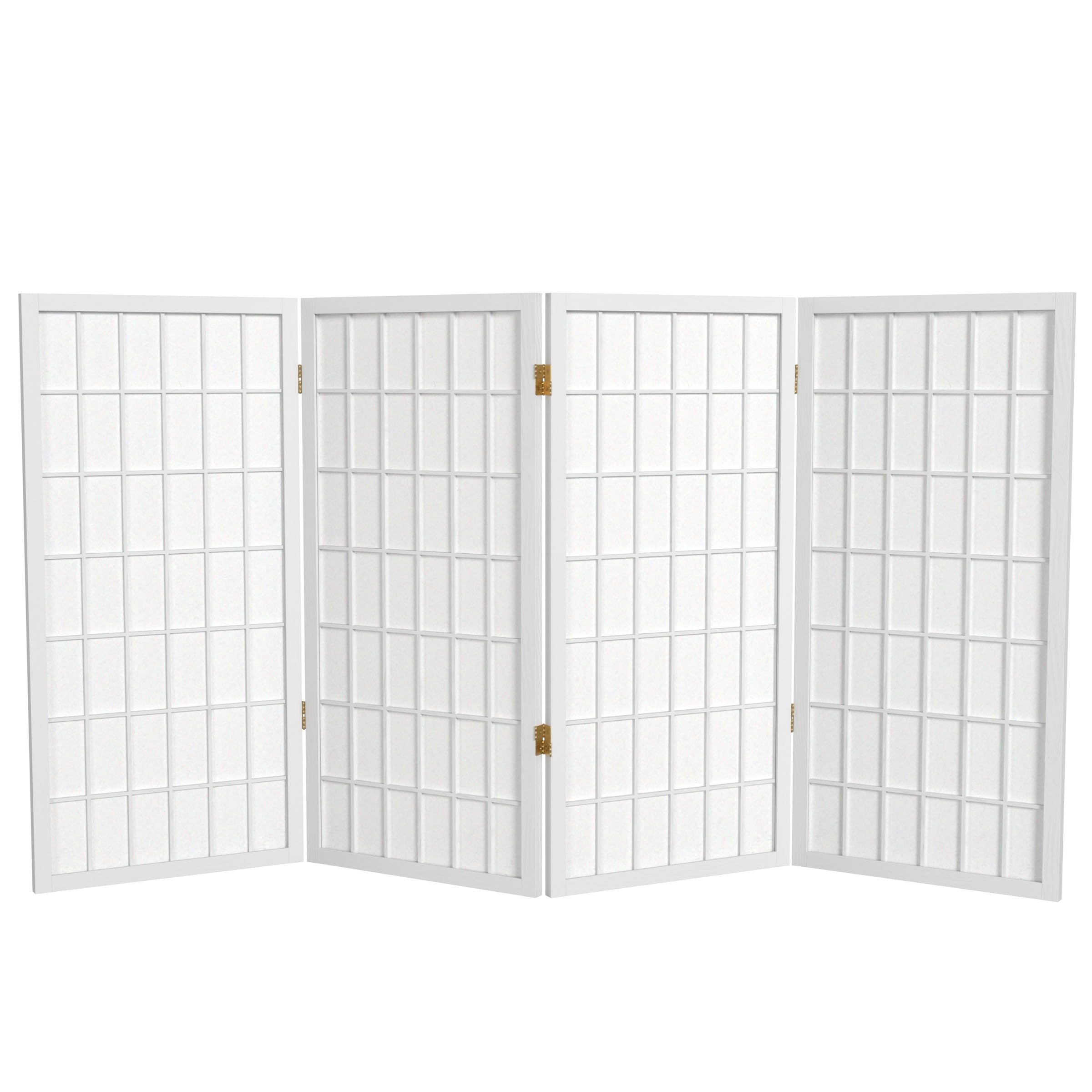 3 ft. Short Window Pane Shoji Screen - White - 4 Panels