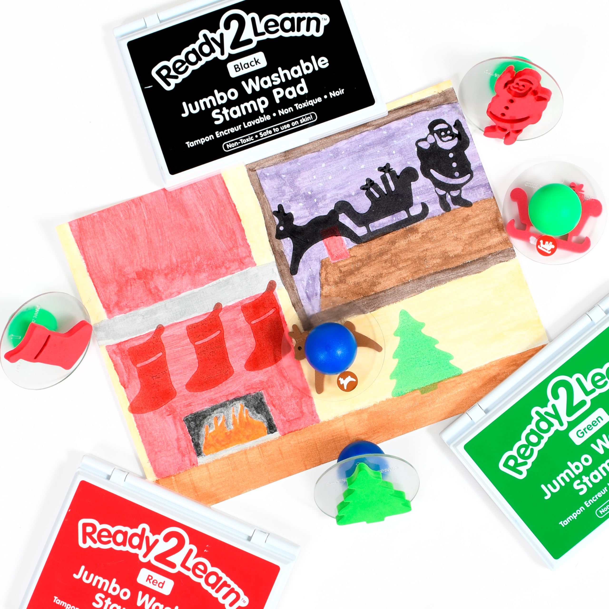 READY 2 LEARN Giant Stampers - Christmas Shapes - Set of 10 - Easy to Hold Foam Stamps for Kids - Arts and Crafts Stamps for Displays, Posters, Signs and DIY Projects