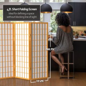 4 ft. Short Window Pane Shoji Screen - Honey - 5 Panels