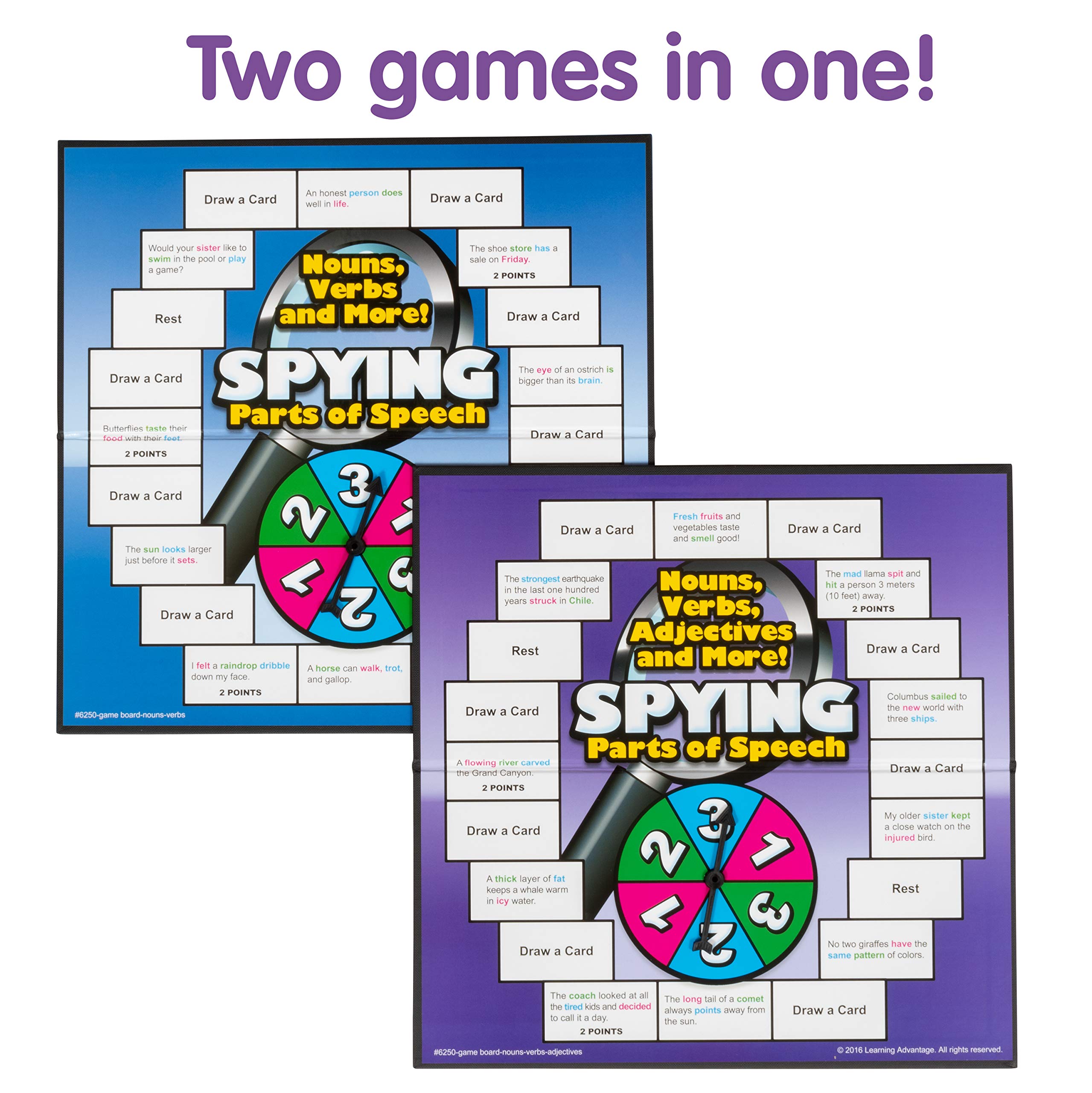 LEARNING ADVANTAGE Spying Parts of Speech - Board Games for Kids - Word Games - In-Home Learning - Sentence Building