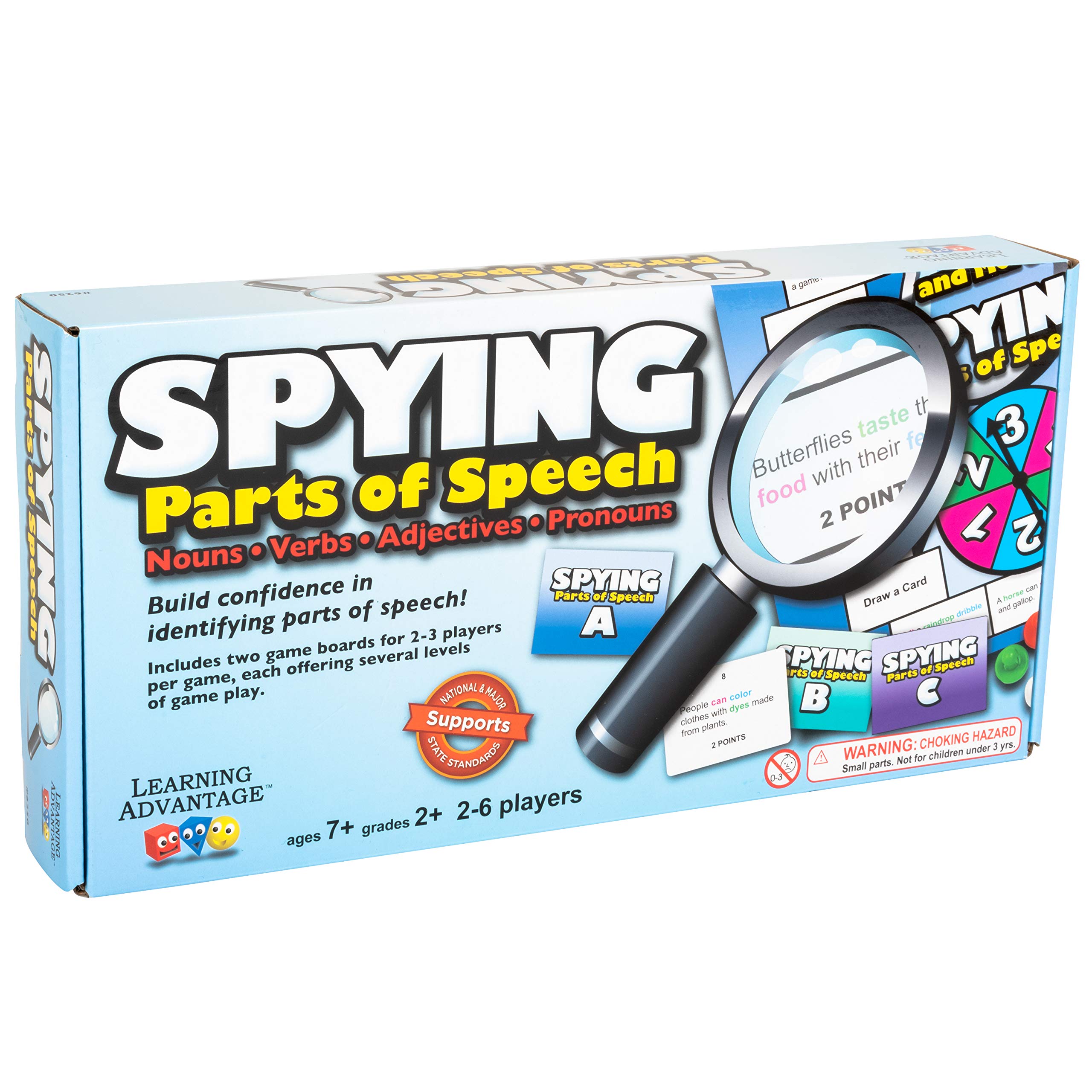 LEARNING ADVANTAGE Spying Parts of Speech - Board Games for Kids - Word Games - In-Home Learning - Sentence Building