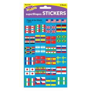 TREND ENTERPRISES INC. T-46078 FLAGS OF THE WORLD SUPERSHAPE SUPER SPOTS/SHAPES STICKERS