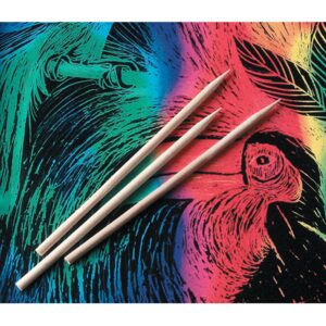 melissa & doug heavy duty wood stylus tools (25 pcs) - ideal for scratch art surfaces