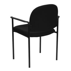 Flash Furniture Tiffany Side Reception Chair with Armrests, Stackable Fabric Waiting Room Chair for Commercial or Residential Use, Black